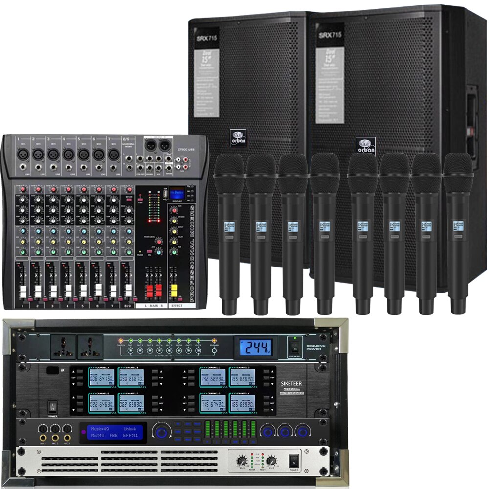 Professional Performance Speaker Set DJ Mixer Power Amplifier Wireless ...